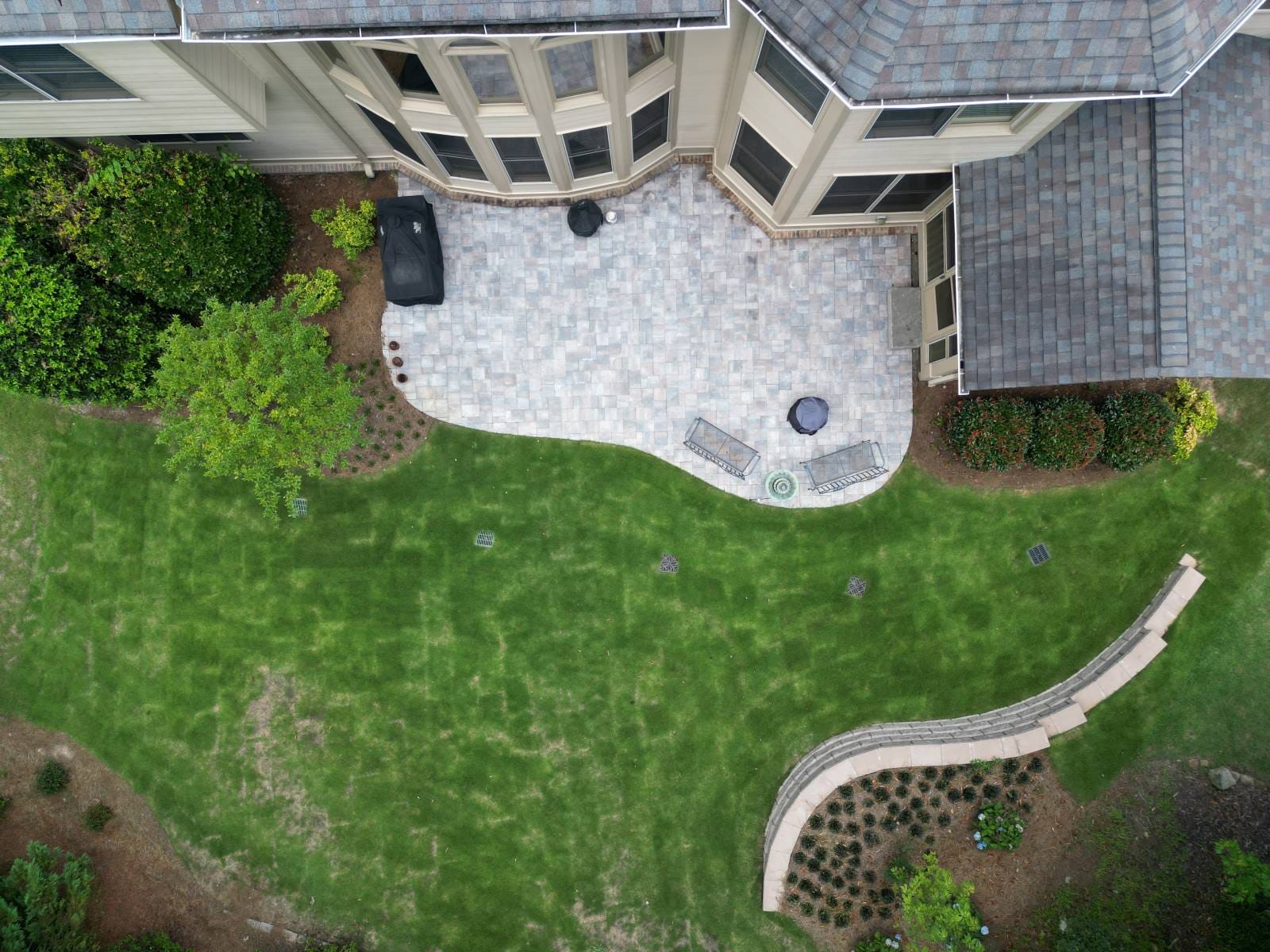 Backyard Patio & Retaining Wall - Oakwood, Georgia - Absolute Landscape